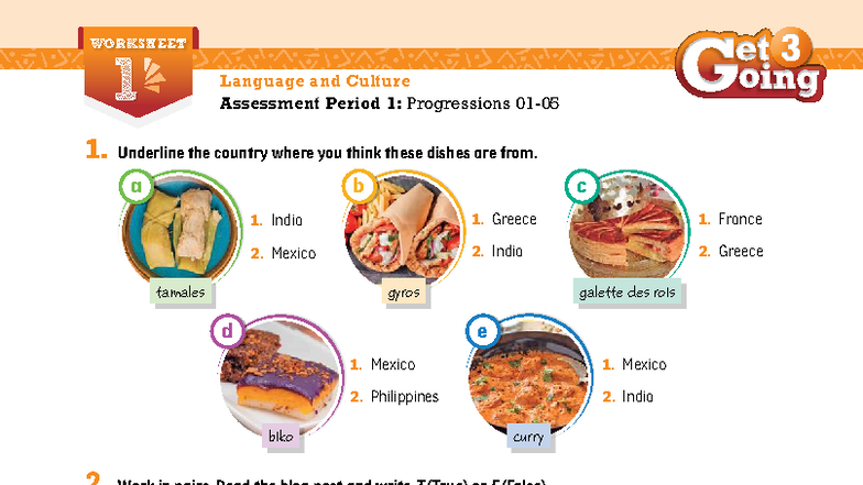 GG3P05 Language and Culture Worksheet 01: Food Comparisons - Studocu