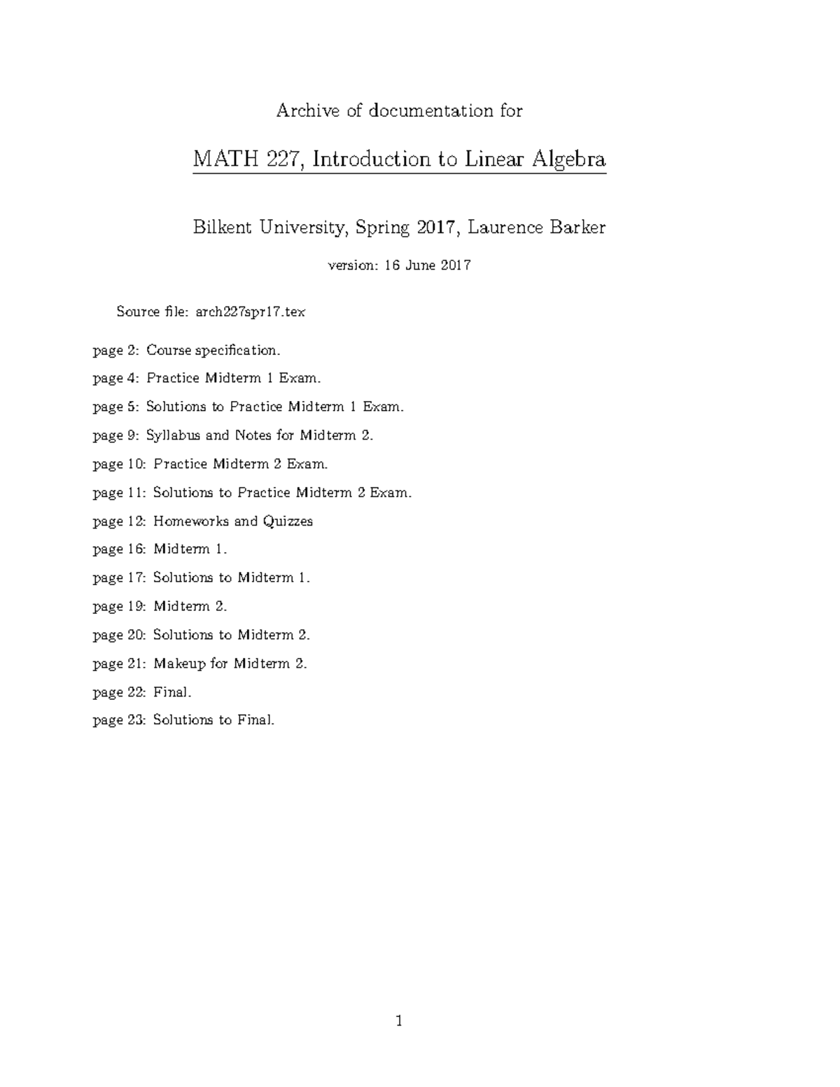 MATH 227 Practice Midterm & Solutions - Linear Algebra Exam Preparation ...