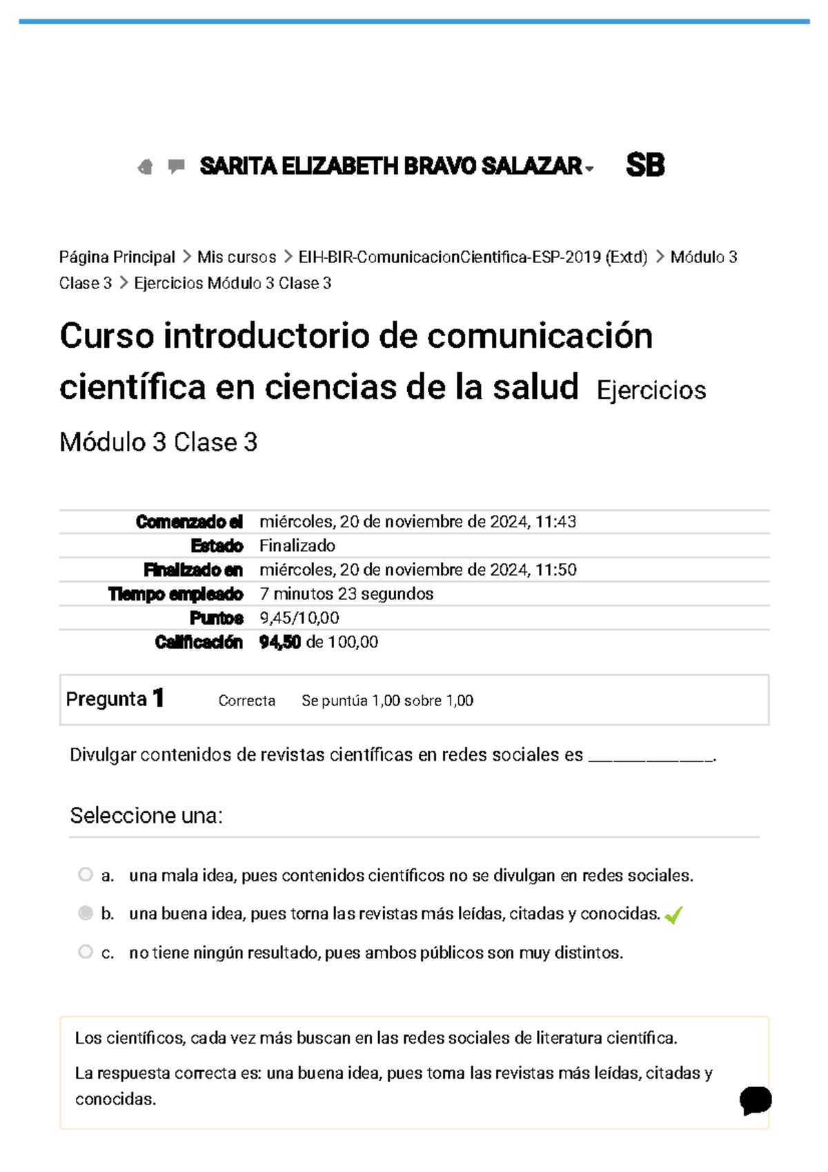 Ejercicios Módulo 3 Clase 3 - Revisión del Intento PAHO 1 - Studocu