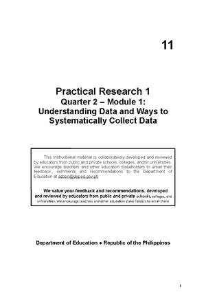 Practical Research| Module| Grade 11 - STEM/ABM/HUMMS - PRACTICAL ...