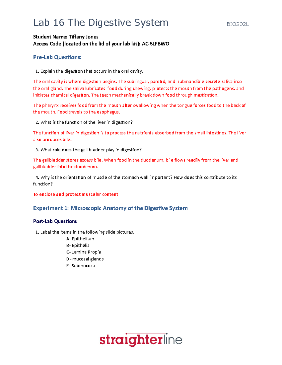 BIO202L Lab 16: Exploring Digestive Anatomy and Physiology - Studocu