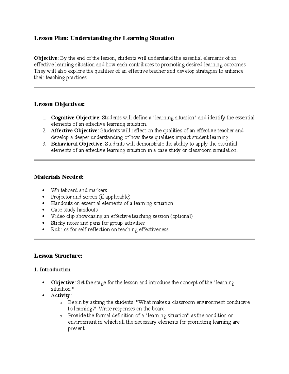 Lesson Plan - They will also explore the qualities of an effective ...