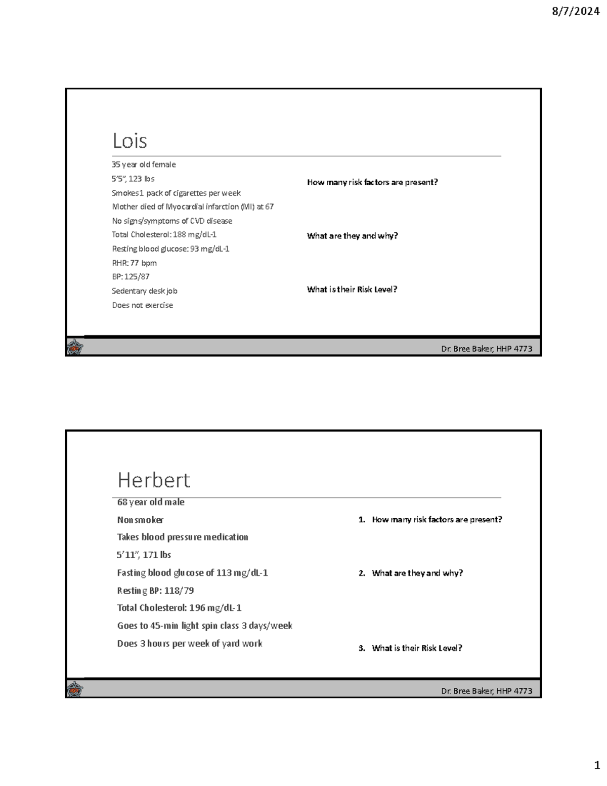 HHP 4773 Lab #4: CVD Risk Factor Assessment and Analysis - Studocu