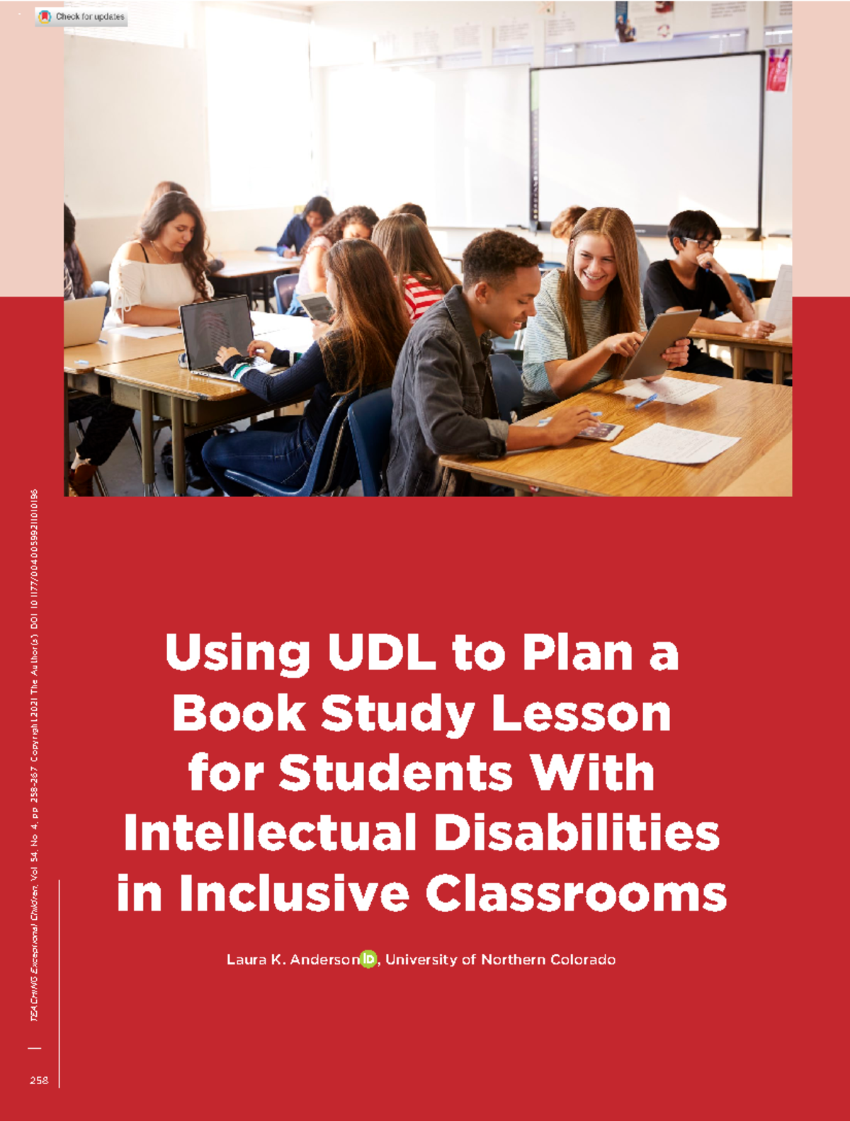 Using UDL for Book Study Lessons: Support for Students with ID in ELA ...