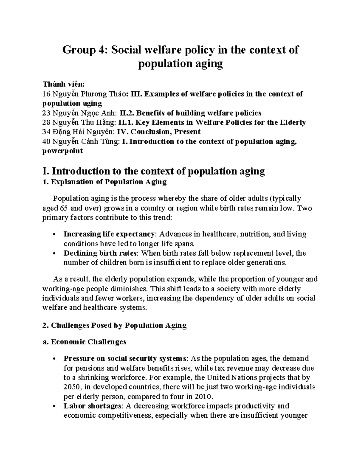 Group 4 Social welfare policy in the context of population aging ...