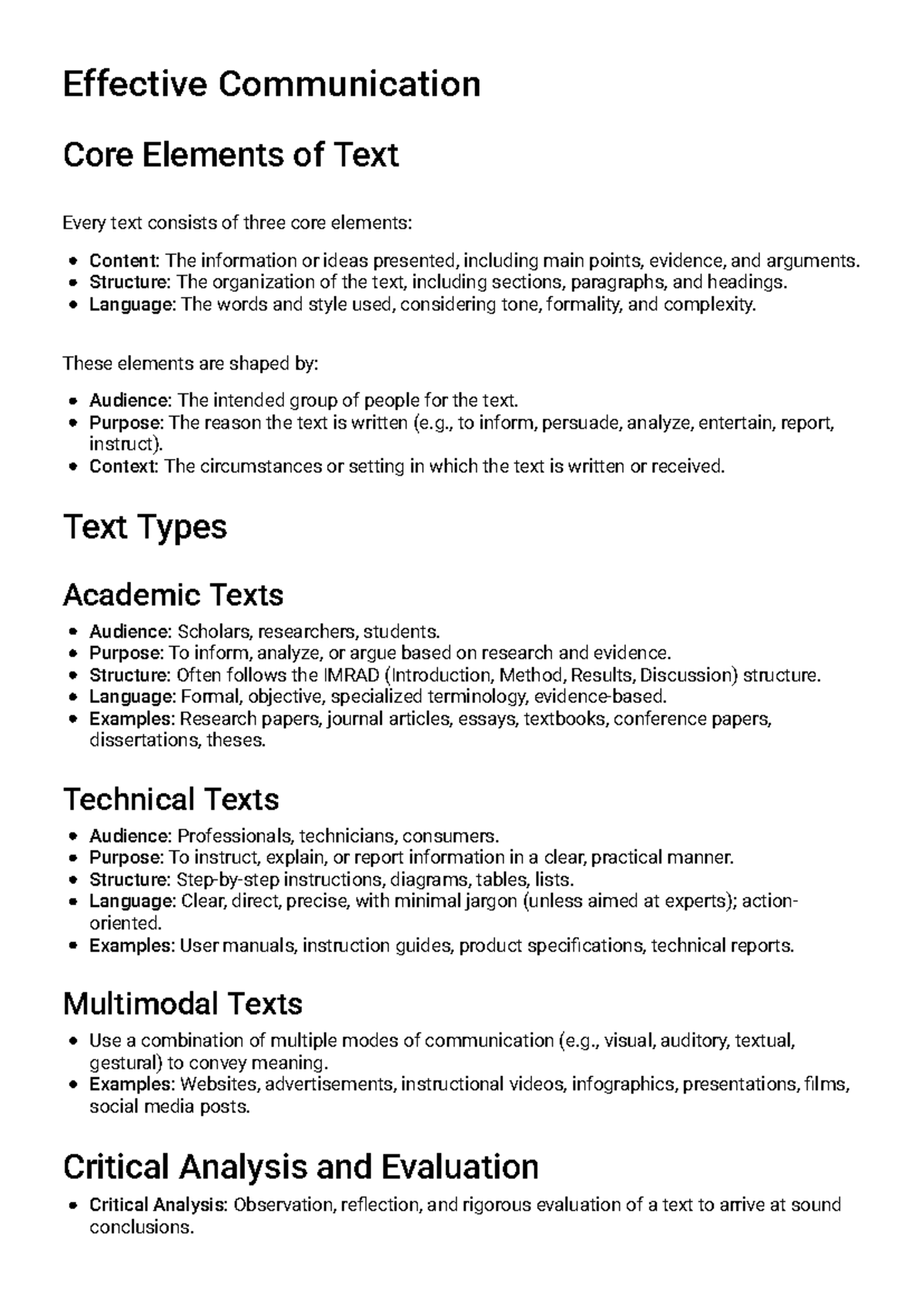 Effective Communication: Core Elements & Critical Analysis (W3-3Q ...