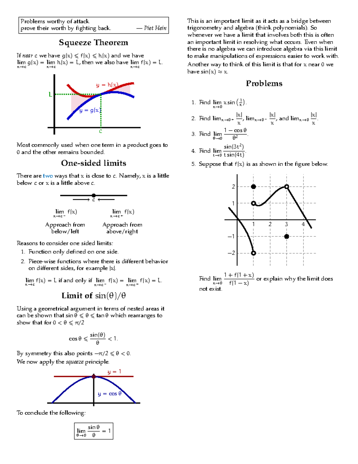 Squeeze Theorem and Limits: Extra Worksheet (03) - Studocu