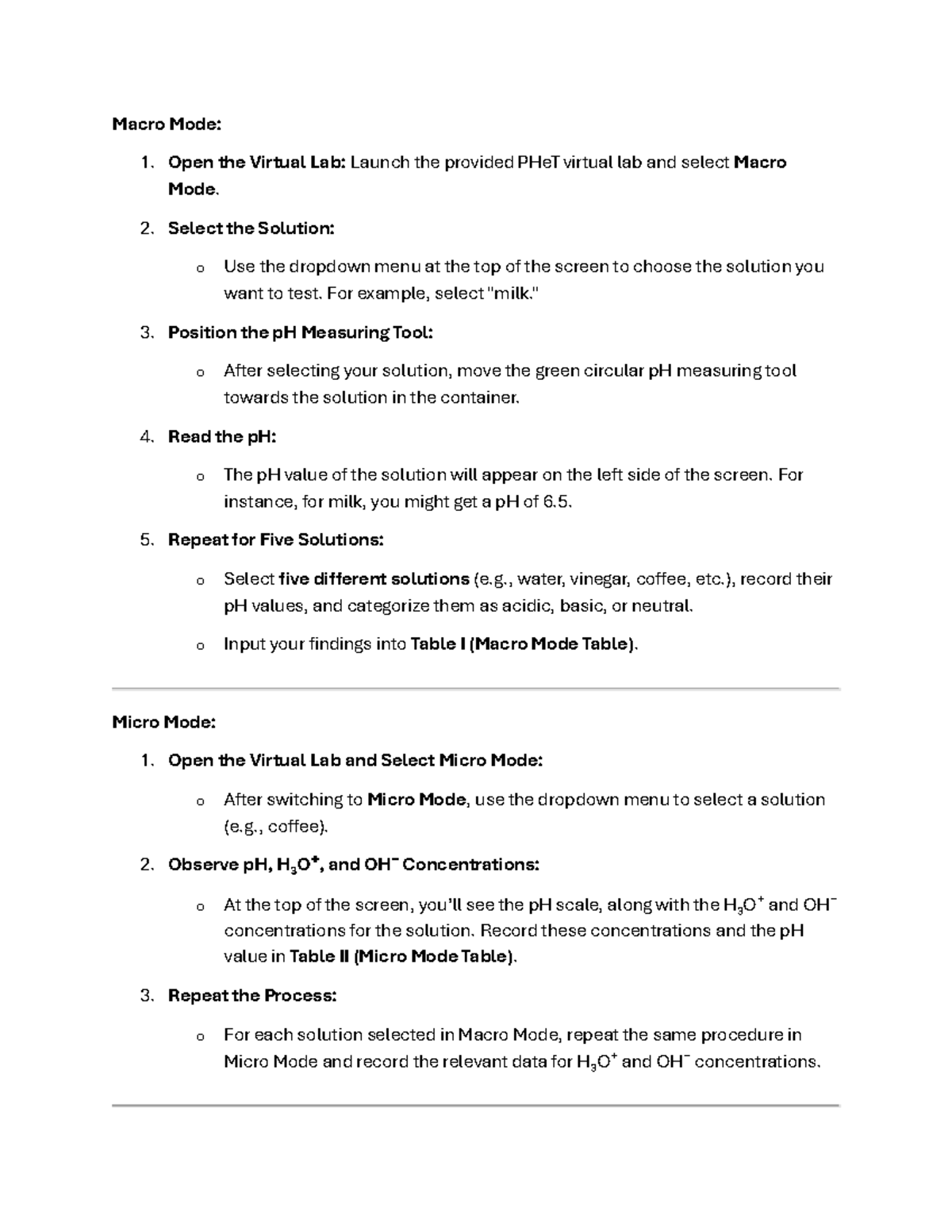Assignment 1: pH Measurement in Macro & Micro Modes (Chem 101) - Studocu