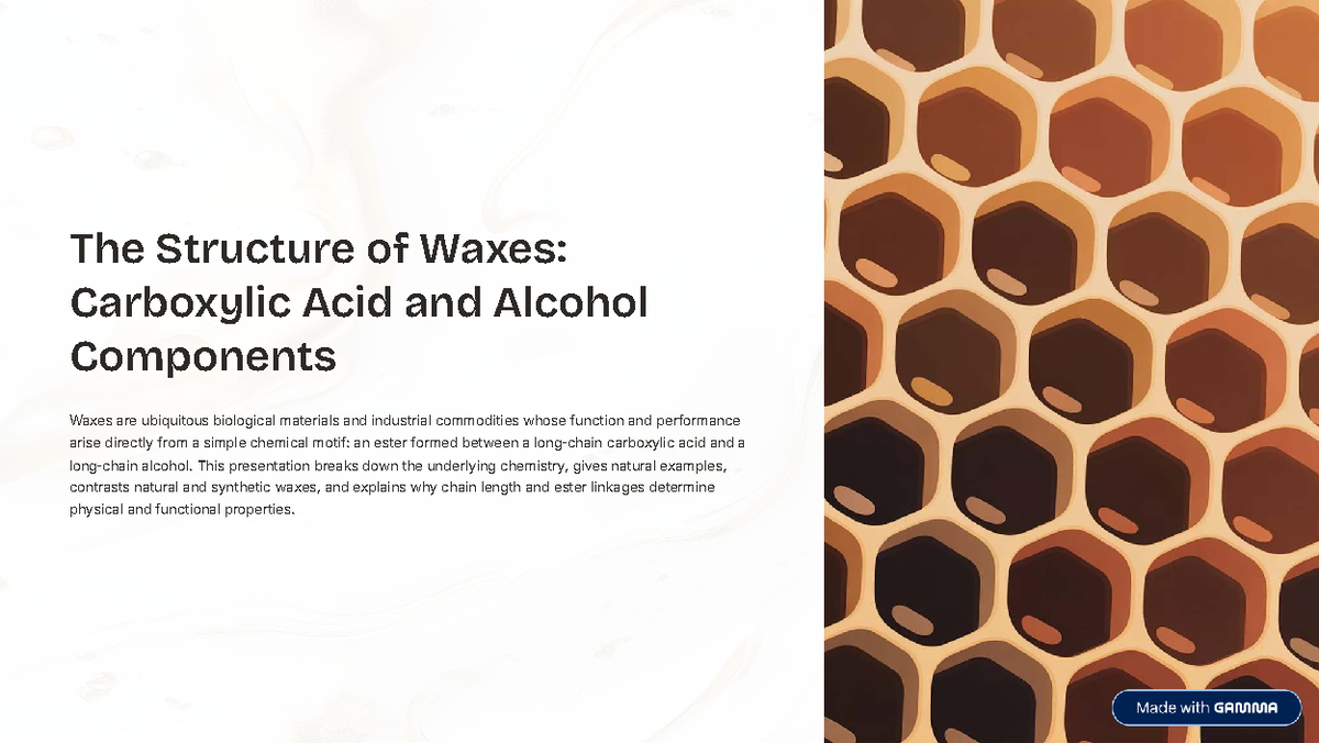 The Structure of Waxes: Carboxylic Acids & Alcohols Explained - Studocu