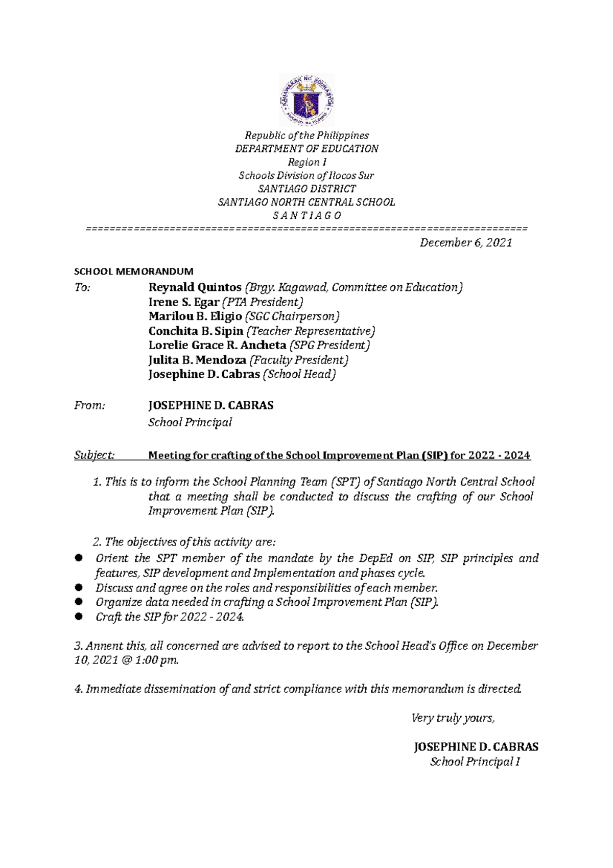 Meeting Notice for SIP-AIP Crafting (2022-2024 & 2023) - Studocu