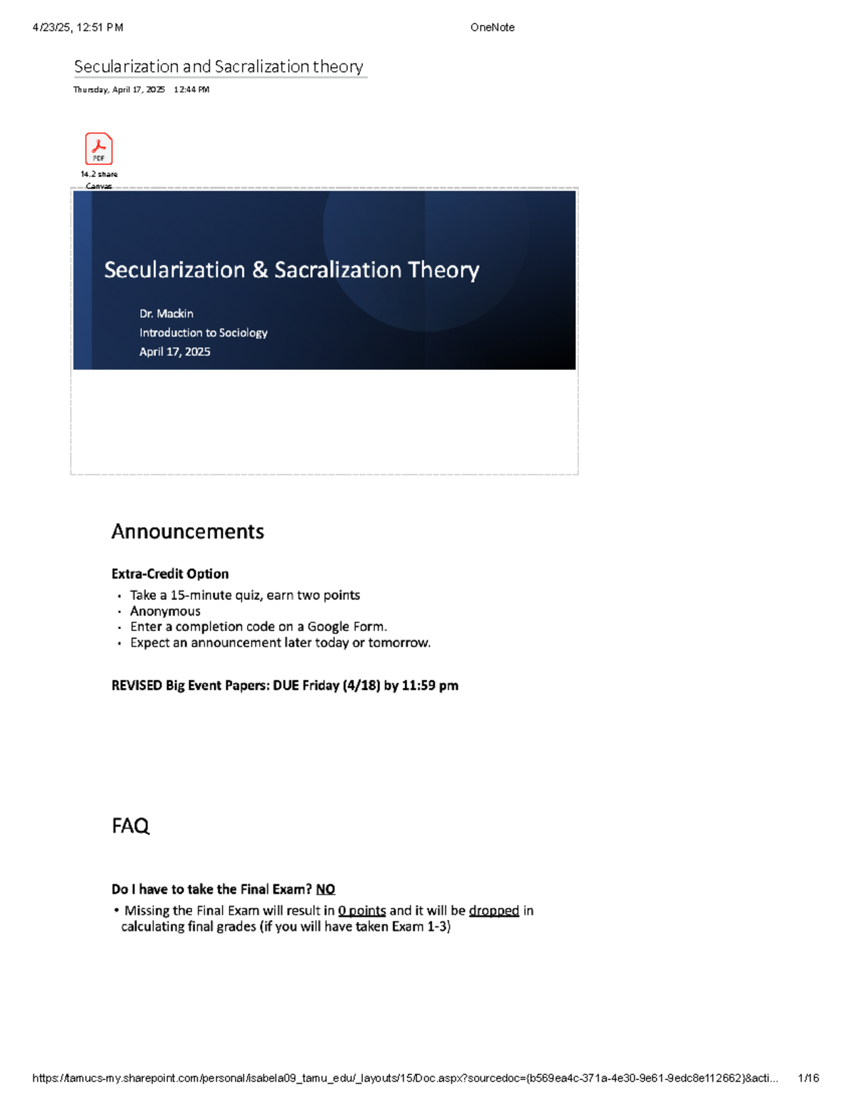 Sociology Final Exam Notes: Secularization vs. Sacralization Theory ...