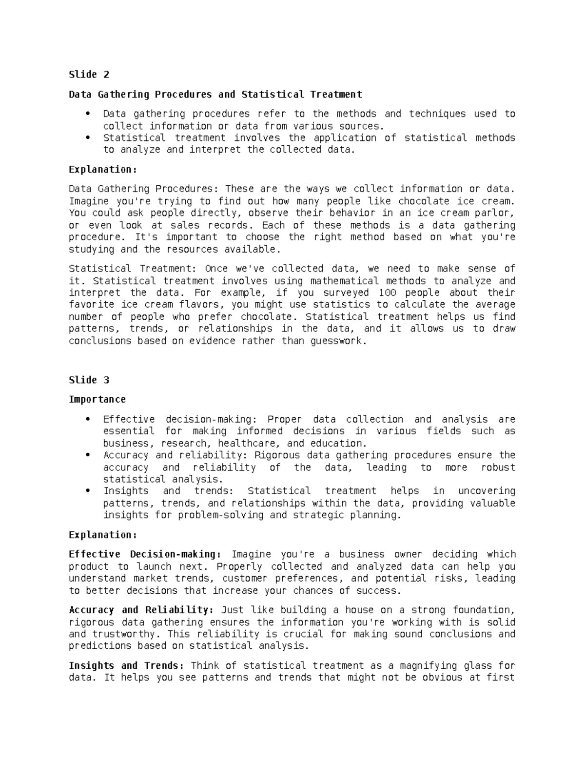 Course Code 101: Data Gathering Procedures & Statistical Treatment Overview - Studocu