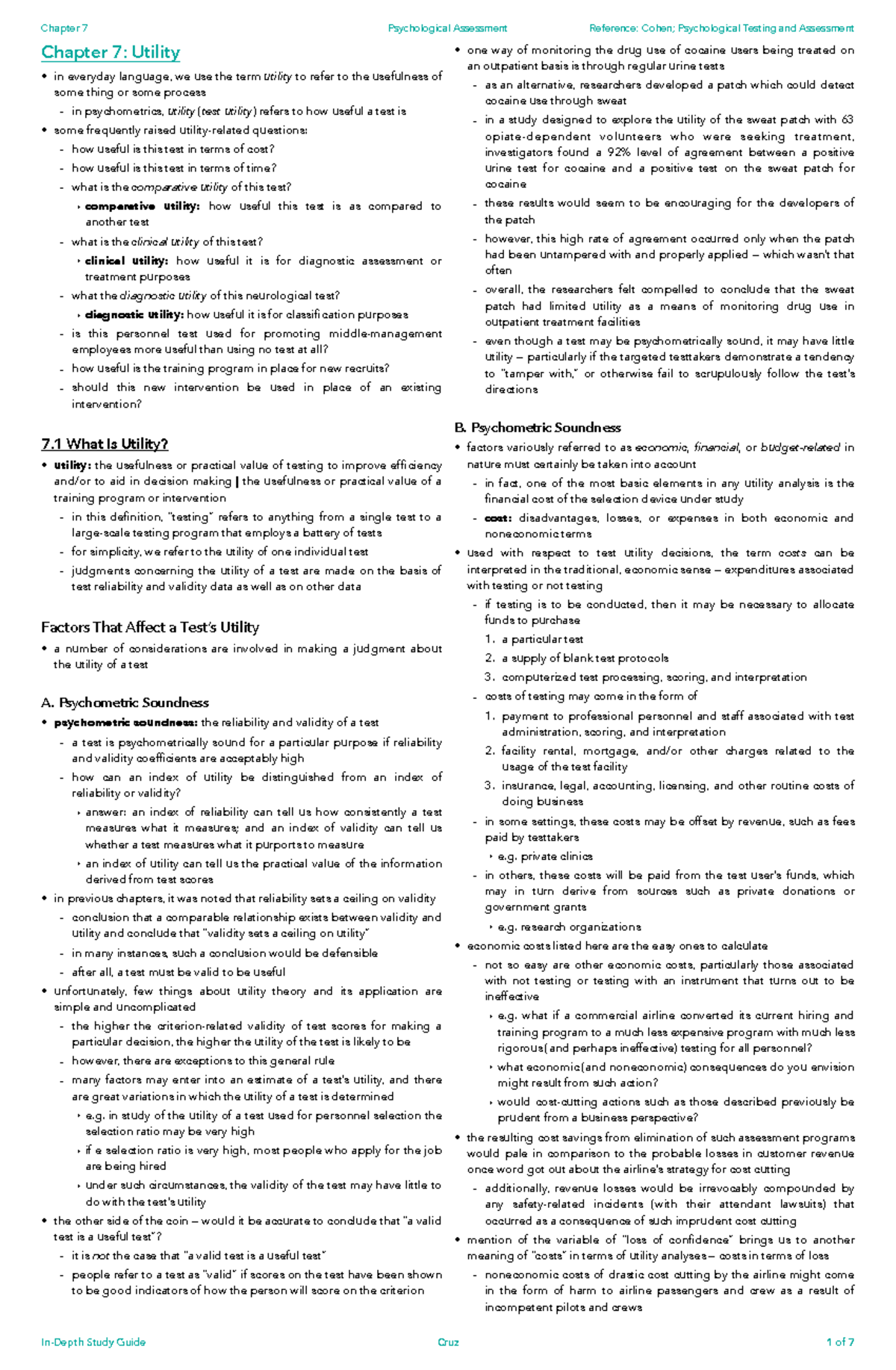 Psychological Assessment (PSY 479) - Chapter 7: Understanding Utility - Studocu