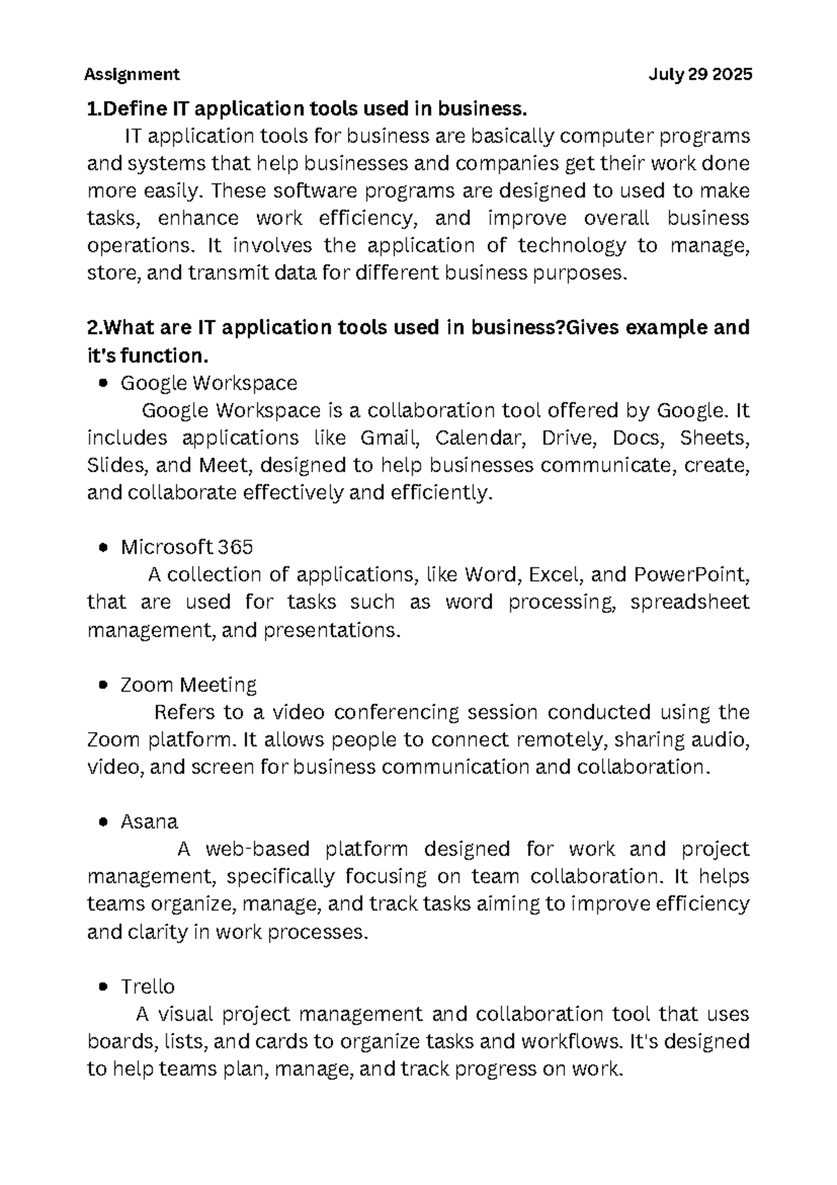 IT Application Tools in Business: Overview & Examples (Assignment 2025 ...