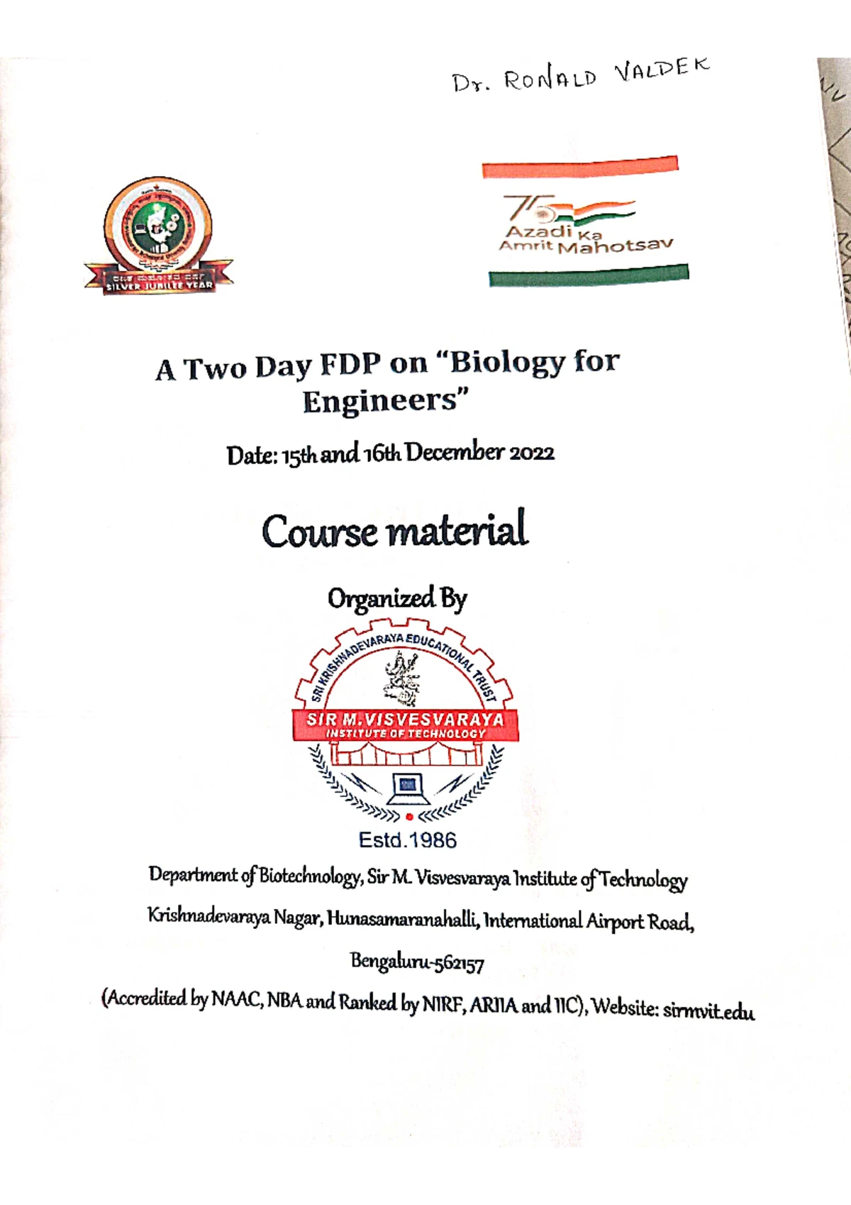 BBOC407 - Course Handout - BBOK 407 BIOLOGY FOR ENGINEERS (CSE ...