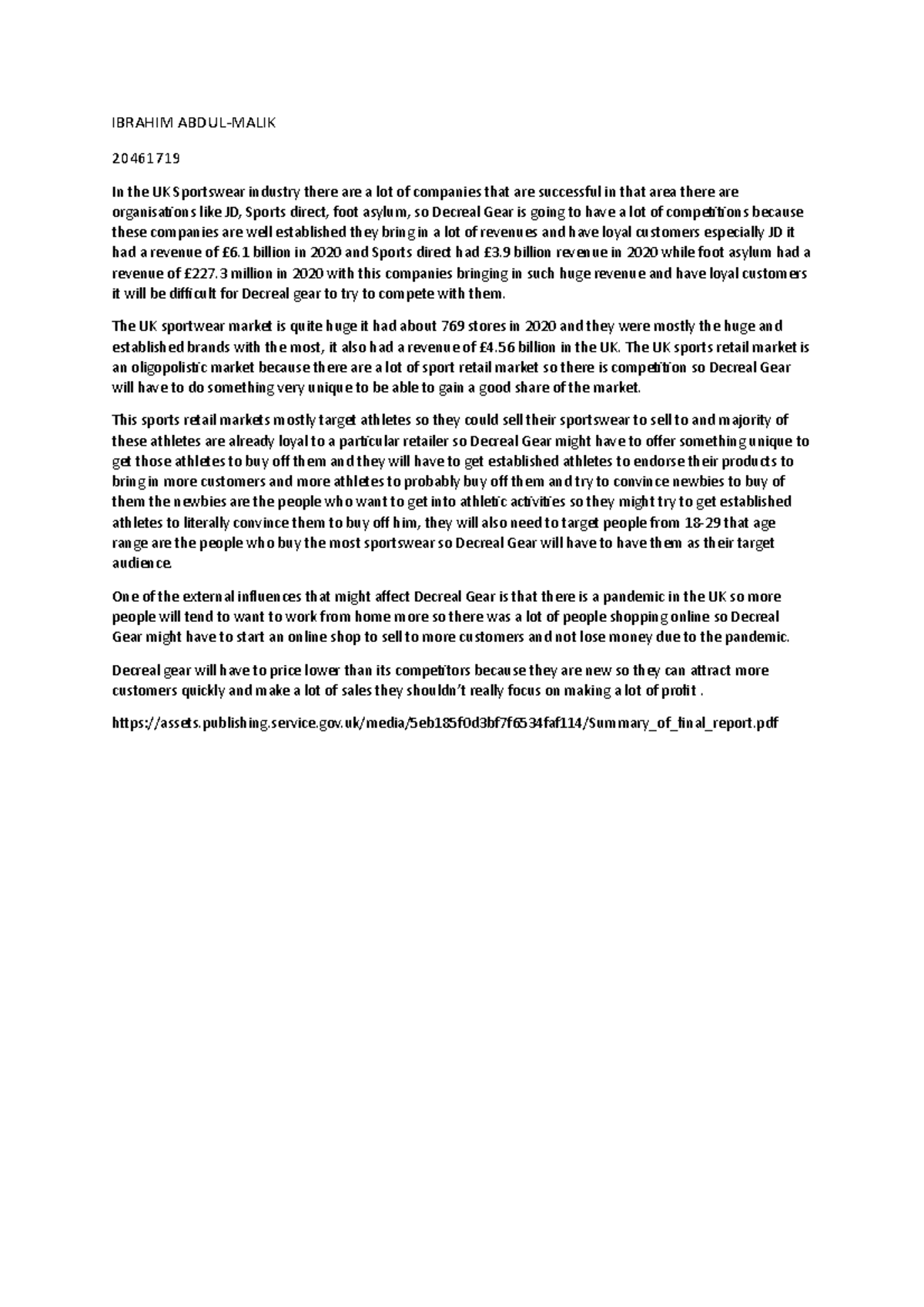 Market Analysis of Decreal Gear in UK Sportswear Industry: 20461719 ...