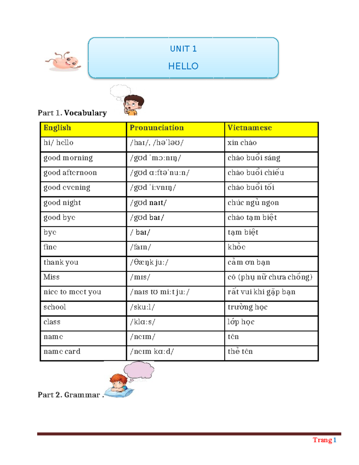 UNIT 1 G3 Macmillan - Vocabulary & Grammar Practices - Studocu