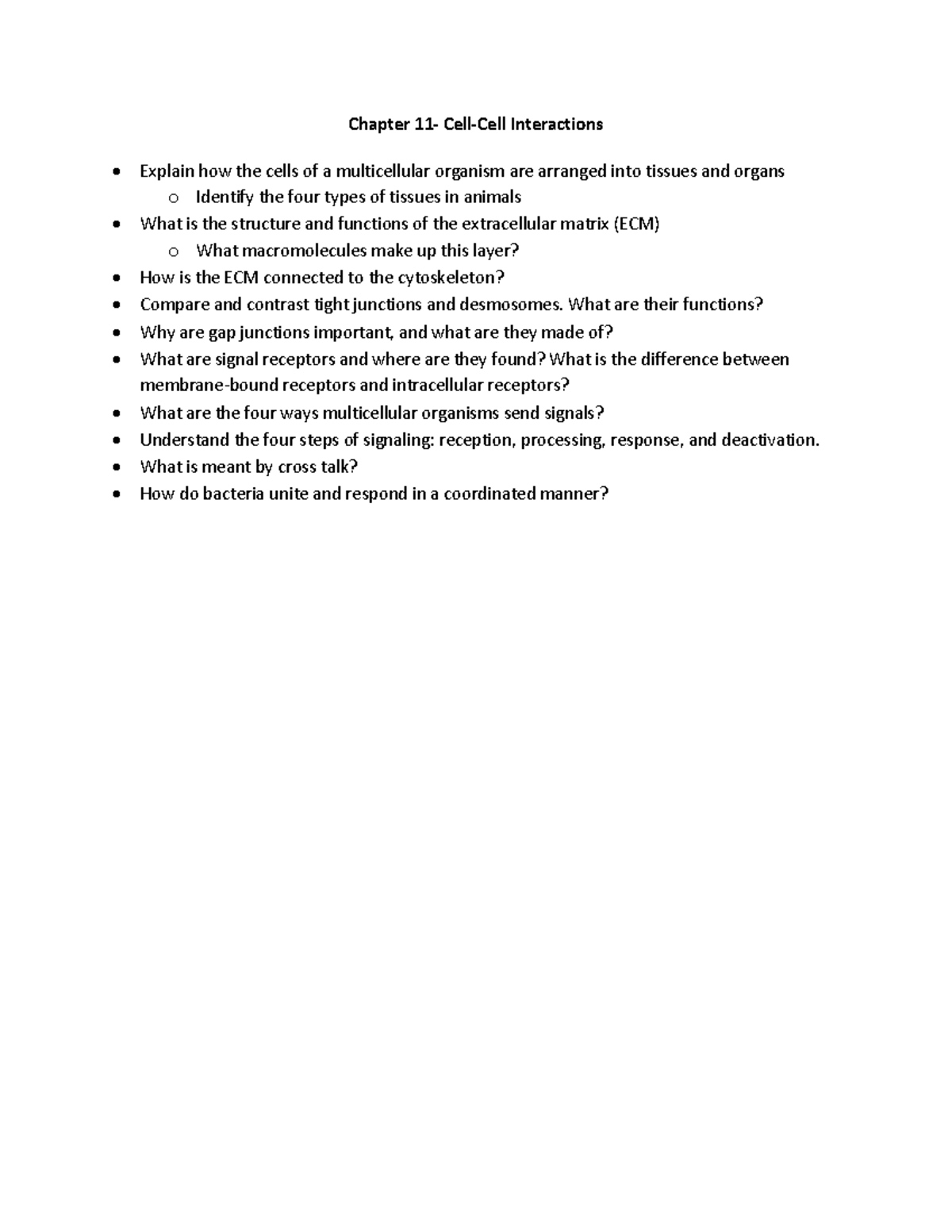 Chapter 11 - Cell-Cell Interactions - Studocu