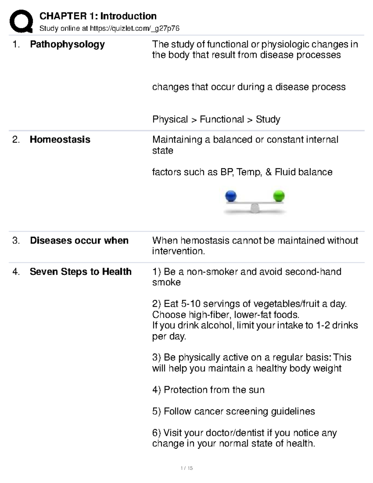 Pathophysiology RN: An Overview of Chapter 1 Concepts - Studocu