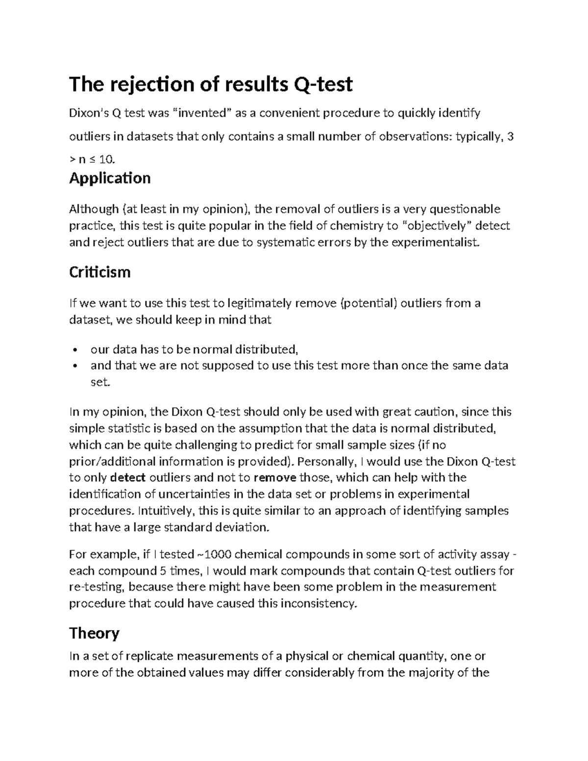 Dixon's Q Test: Analyzing and Critiquing Outlier Detection Methods ...