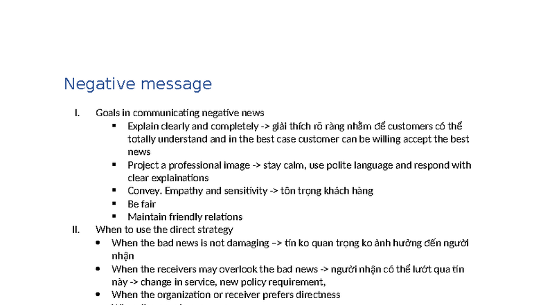 Negative message - Goals in communicating negative news Explain clearly ...