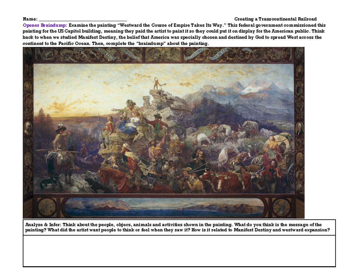 APUSH 6.3: Analyzing the Transcontinental Railroad and Manifest Destiny ...