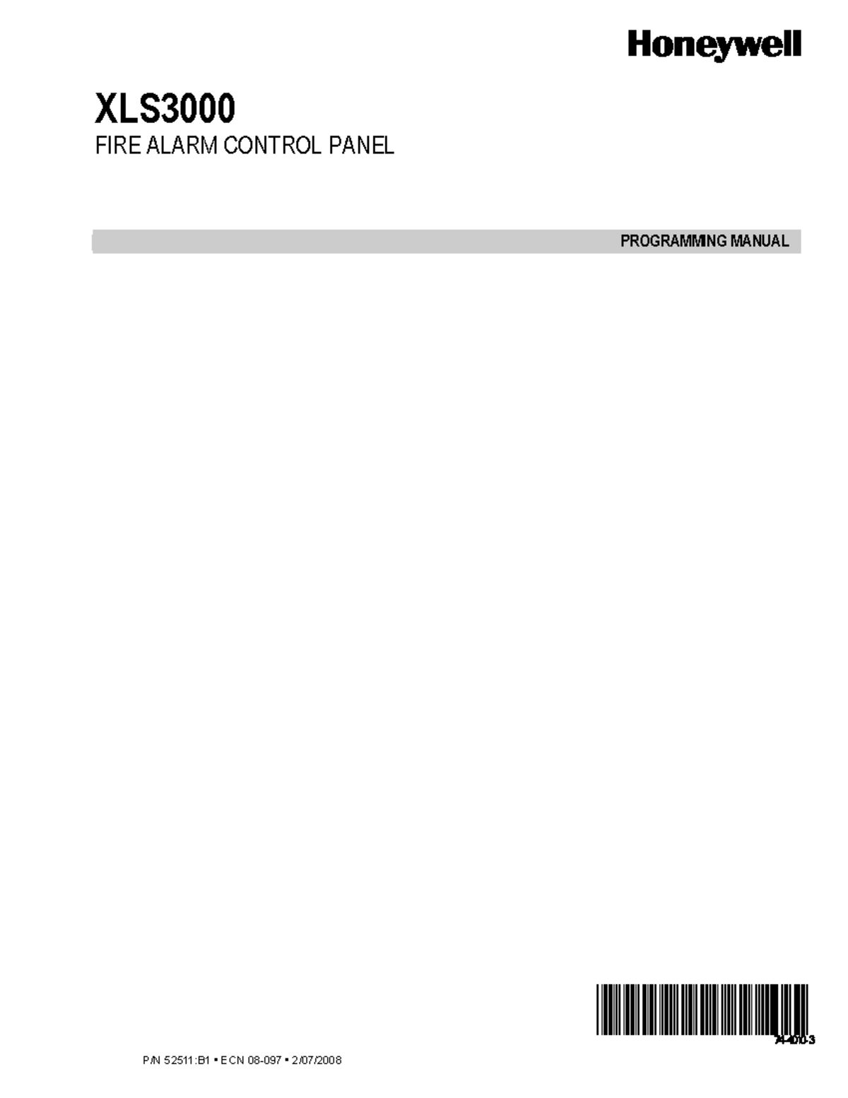 XLS3000 Fire Alarm Control Panel Programming Manual - Studocu