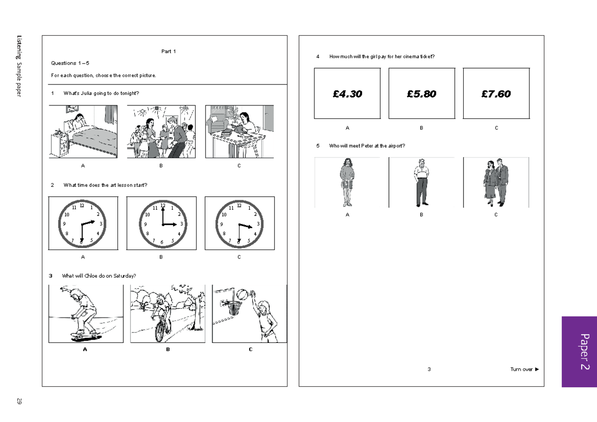 A2 Key Listening Test Sample Paper 3 - Studocu