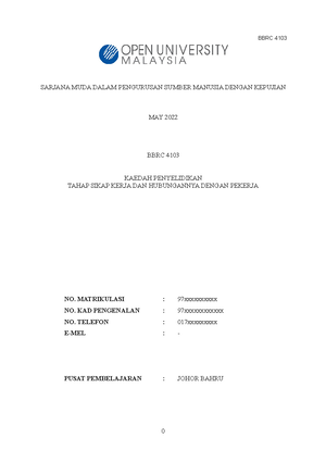 Assignment BBRC4103 Research Methodology - BACHELOR OF MANAGEMENT WITH HONOURS BBRC RESEARCH ...