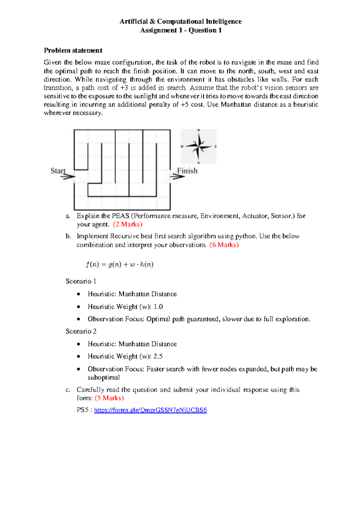 PS5 - ACI Assignment 1: Robot Navigation & Search Algorithms - Studocu
