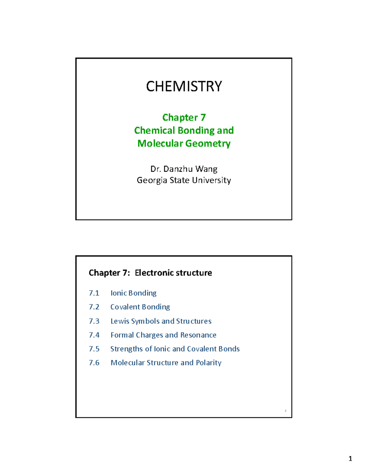 Chapter 7: Chemical Bonding & Molecular Geometry Lecture Notes - CHEM ...