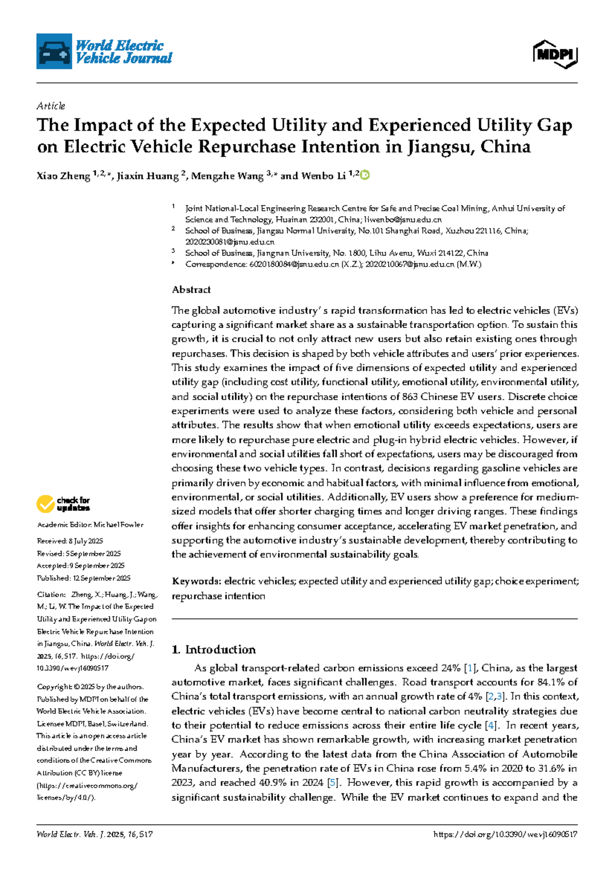EEUG and EV Repurchase Intentions: Insights from Jiangsu, China - Studocu