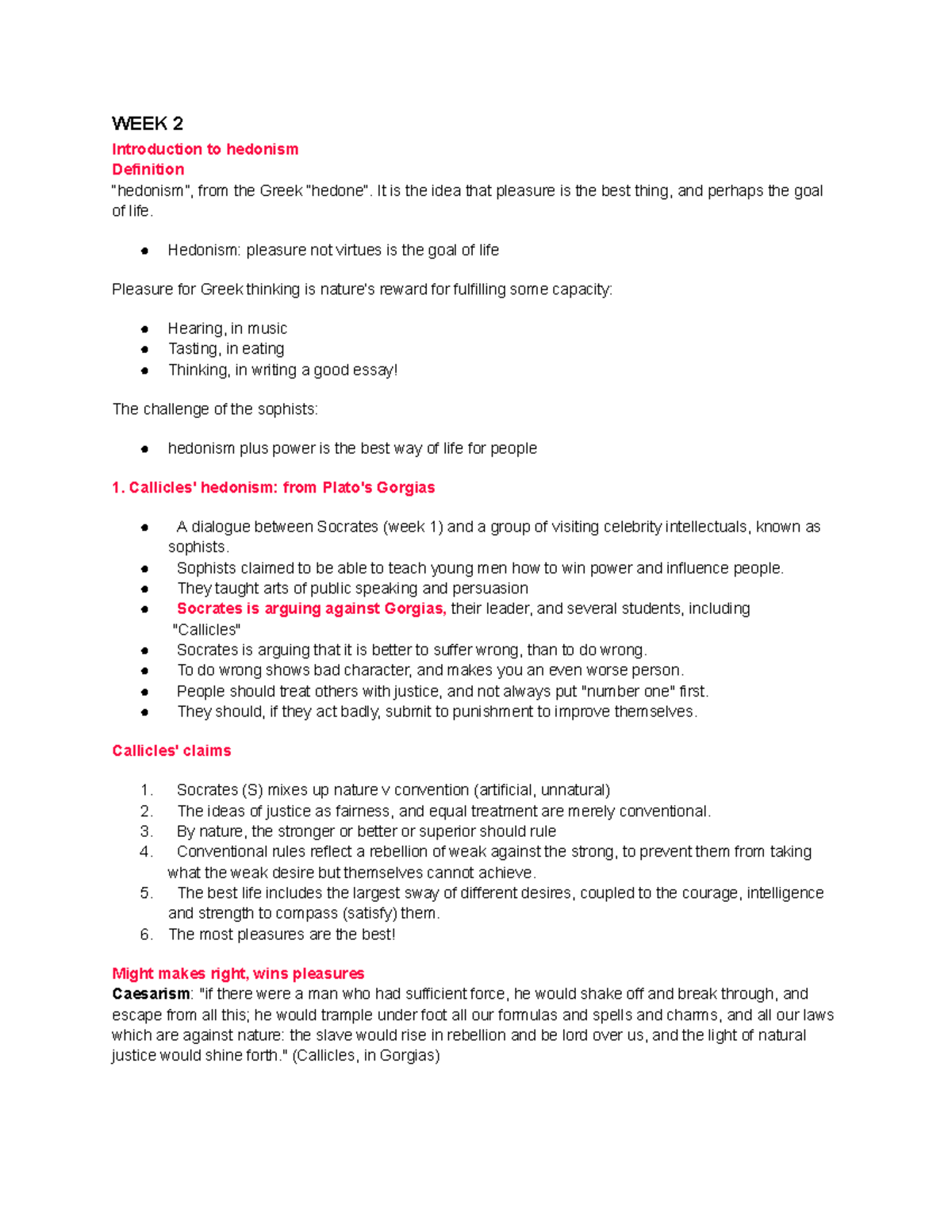 WEEK 2 - Introduction to Hedonism and Epicurean Philosophy Notes - Studocu