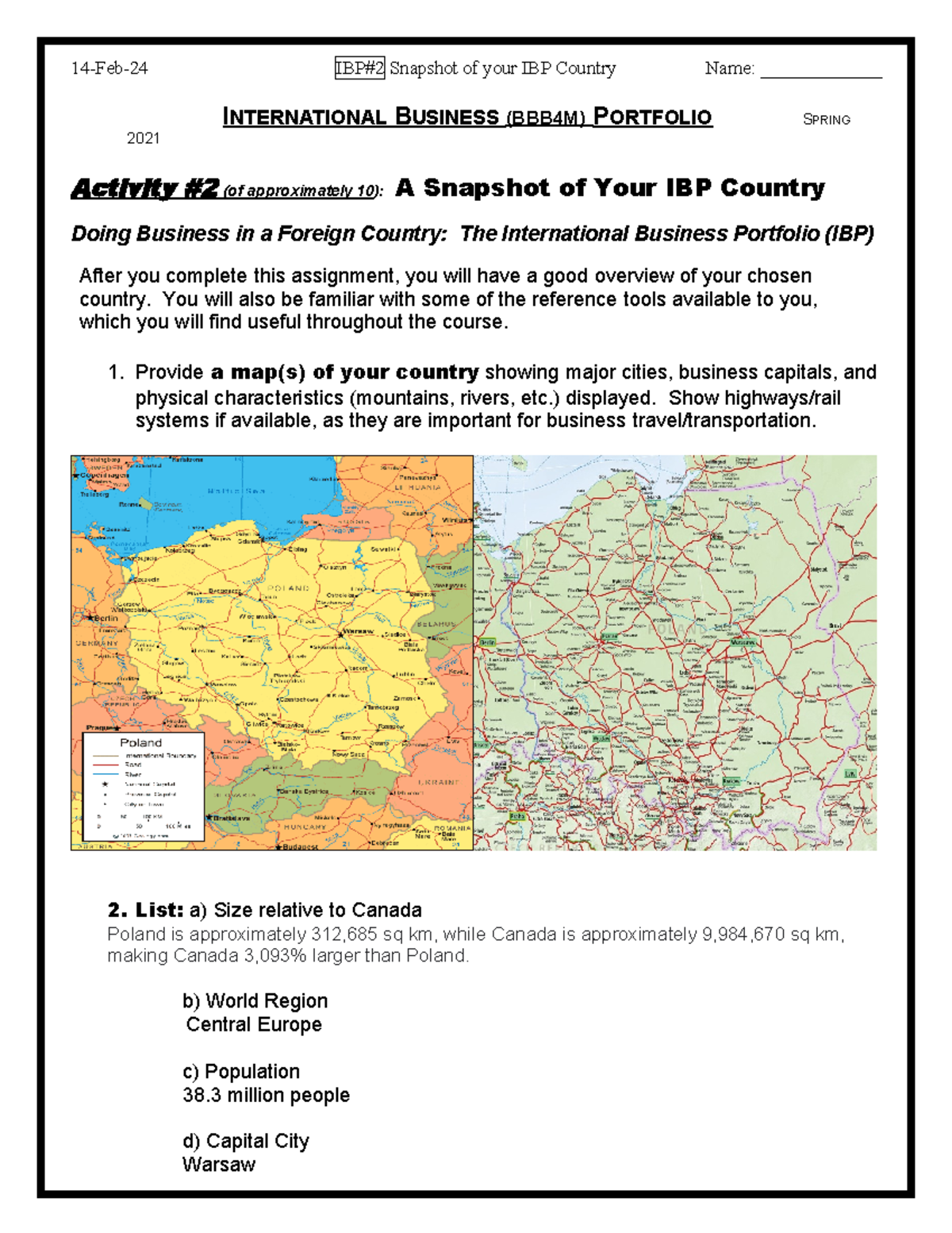IBP#2 Activity 2: Country Snapshot of Poland for International Business ...