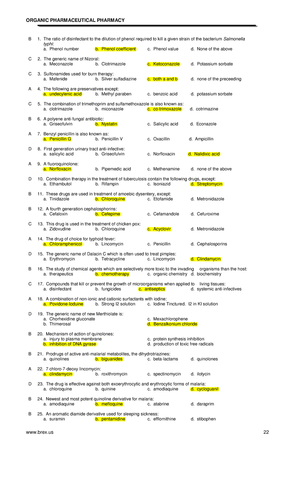 Pharmaceutical Chemistry of Organic Medicinals Answer Key- Green Pacop ...