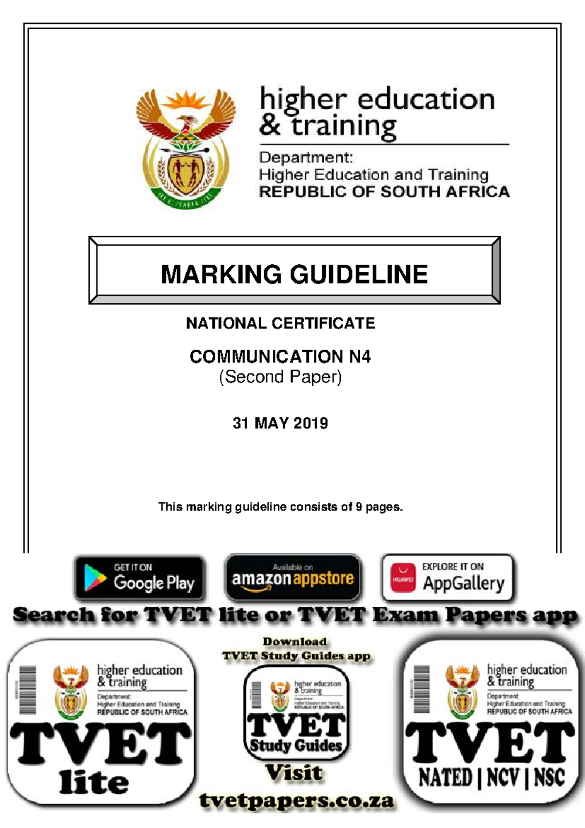 Marking Guideline for National Certificate Communication N4 (2nd Paper ...
