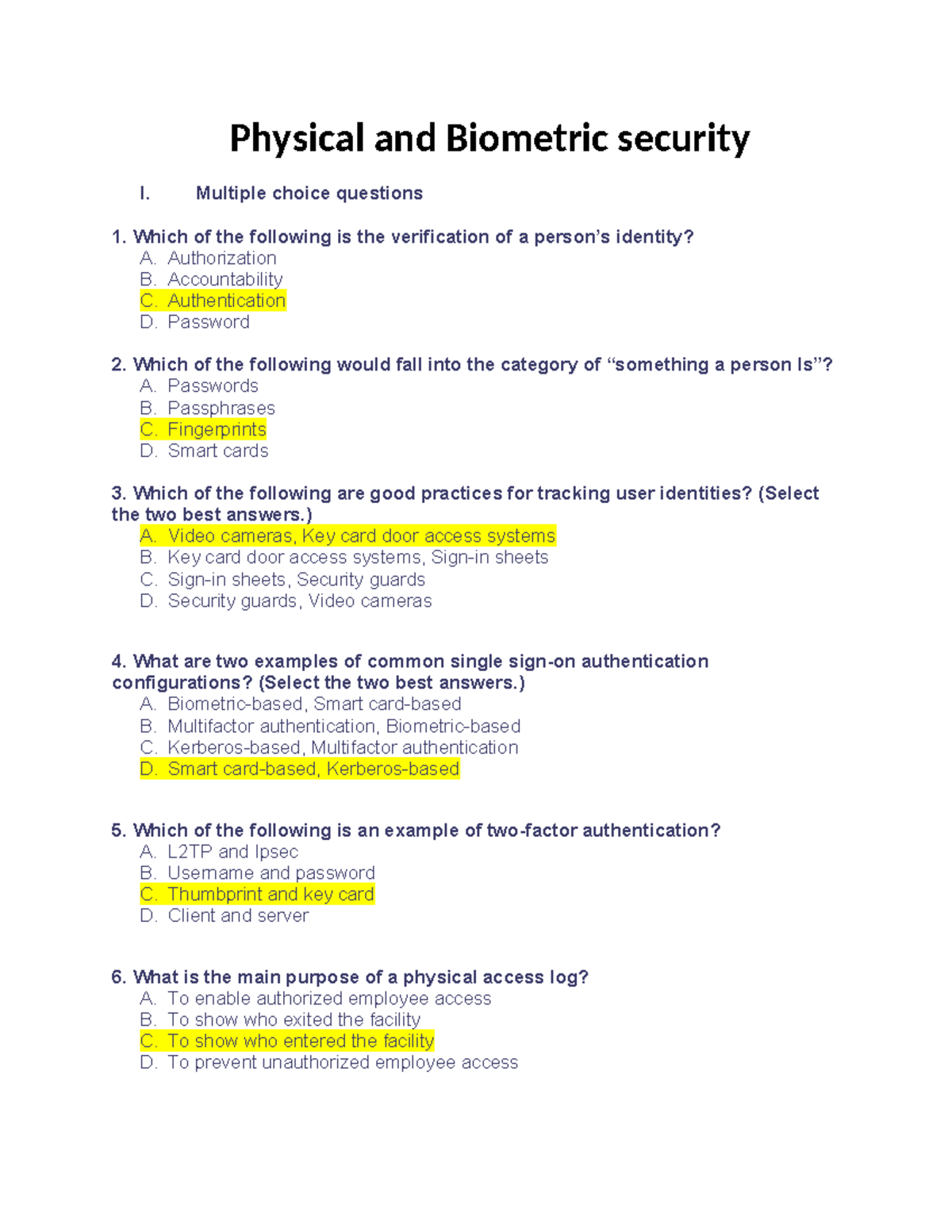 Tut03 Physical and Biometrics Security: Comprehensive Study Guide - Studocu