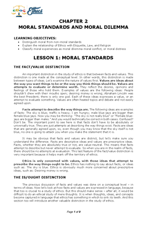 CHAP. 2 Lesson 2 Moral Dilemma - CHAPTER 2 MORAL STANDARDS AND MORAL ...