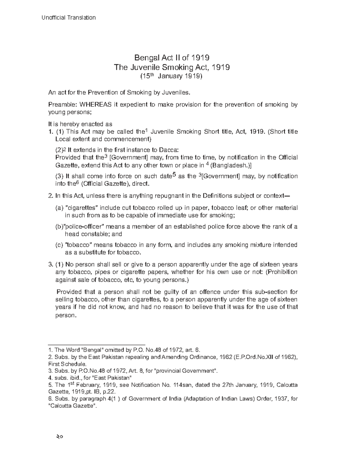 Bangladesh Act II of 1919: The Juvenile Smoking Act Overview - Studocu