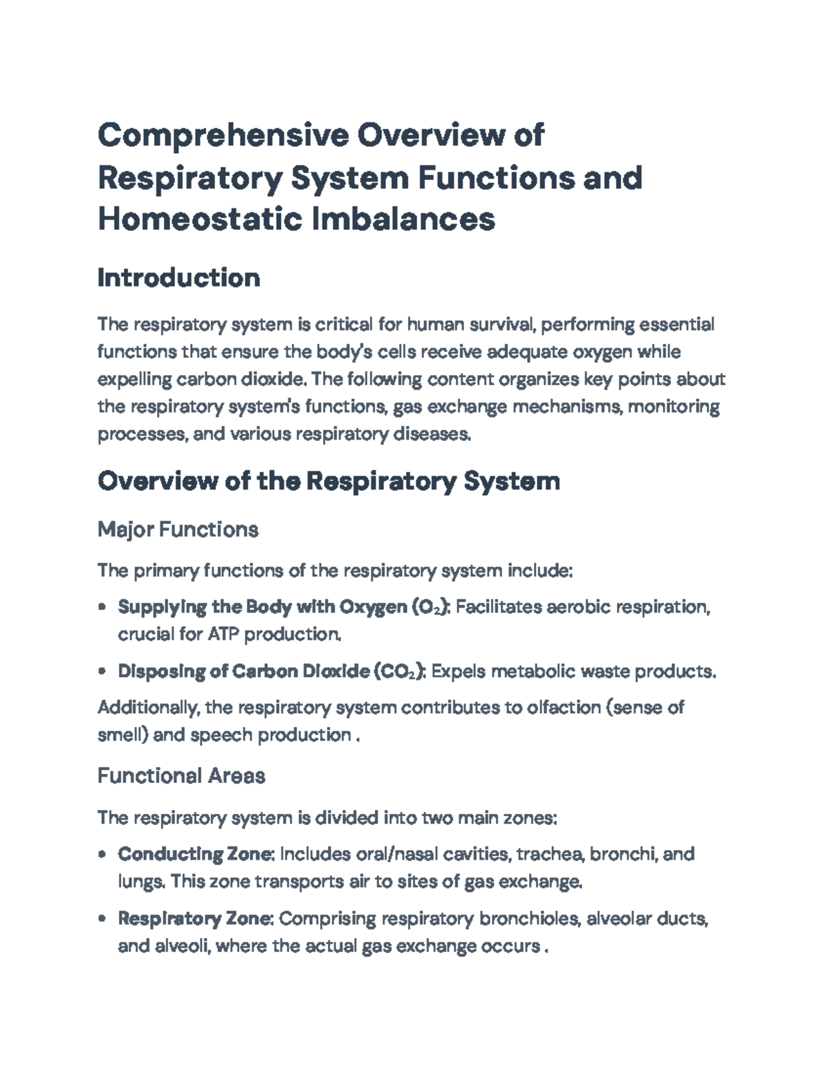 Respiratory System Functions & Homeostatic Imbalances: An Overview ...