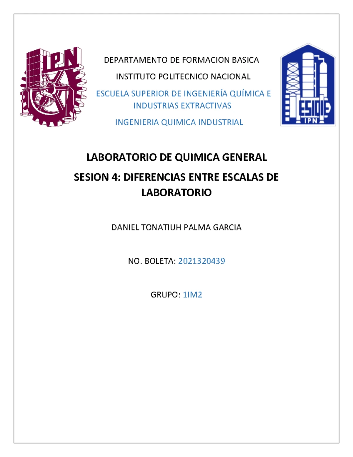 Practica 4 reporte lab quimica general - Química General - IPN - Studocu