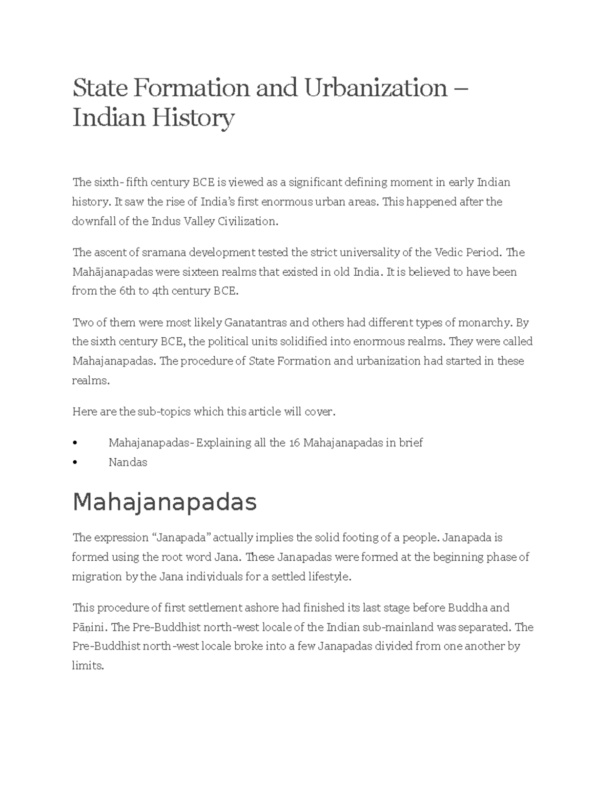 State Formation and Urbanization in Ancient India - Indian History ...