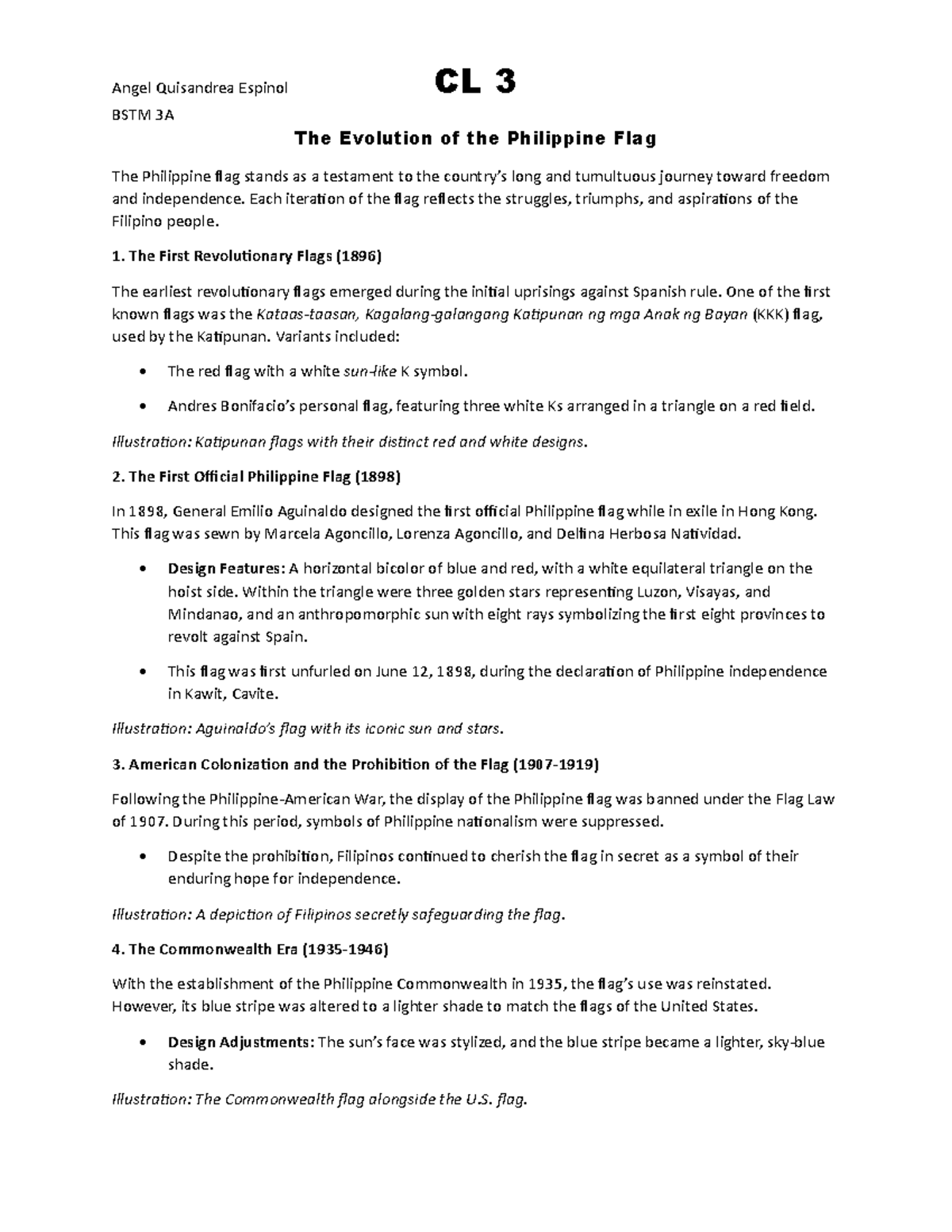 Evolution of Philippine Flag - Angel Quisandrea Espinol CL 3 BSTM 3A ...