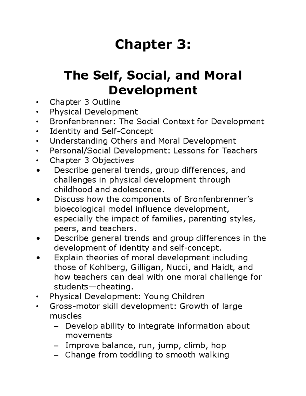 Chapter 3 - Understanding the Self, Social, & Moral Development - Studocu
