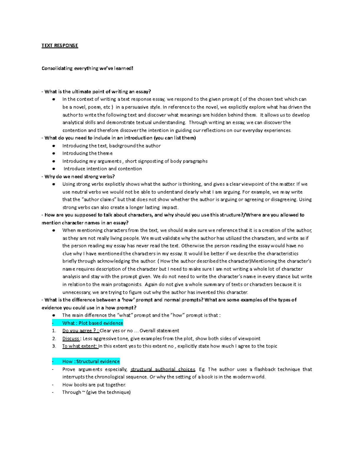 Text Response Essay Guide: Key Insights & Techniques - Studocu