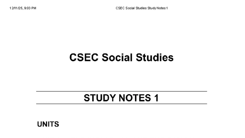 CSEC Social Studies Study Notes 1 - Studocu