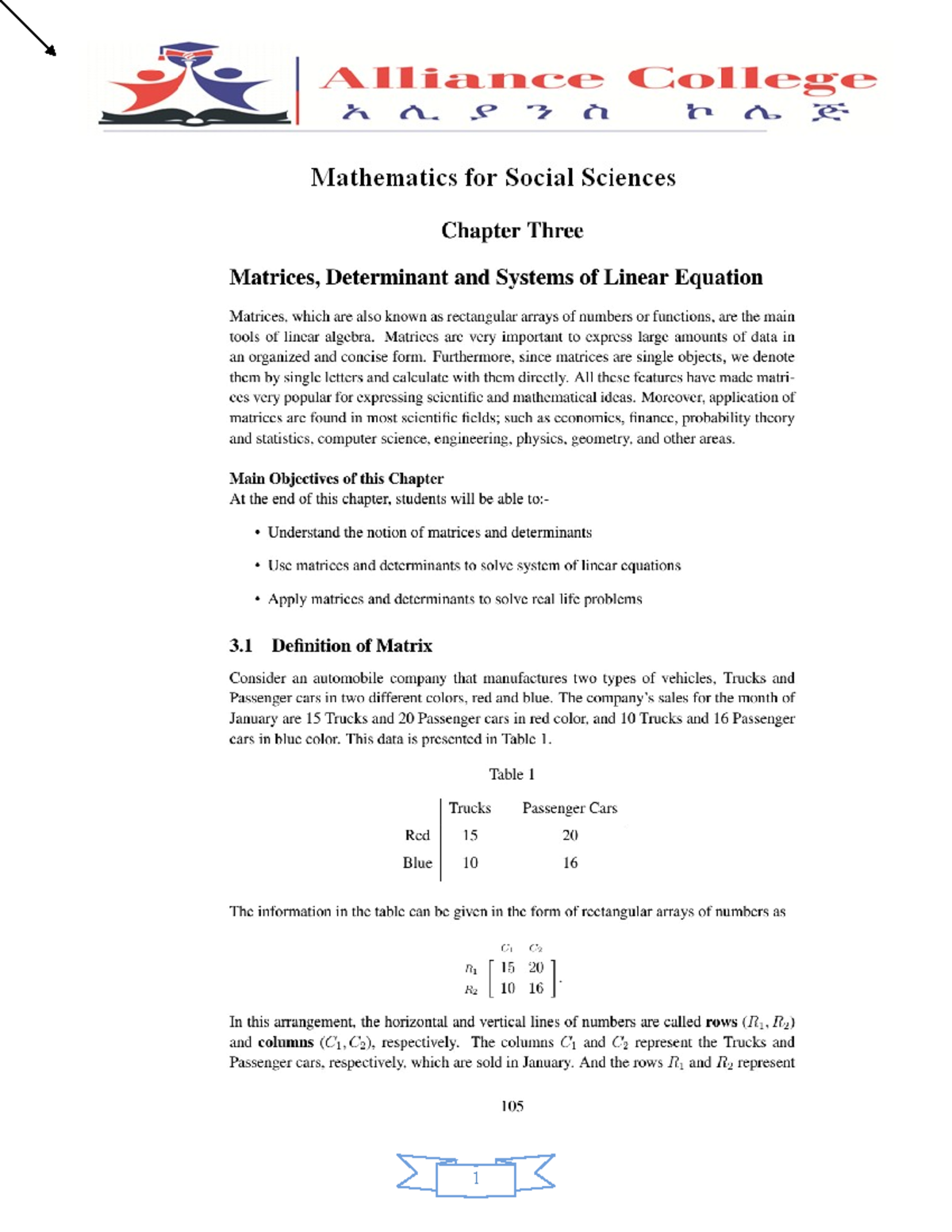 Chapter 3 - Matrices, Determinants & Linear Equations - Studocu