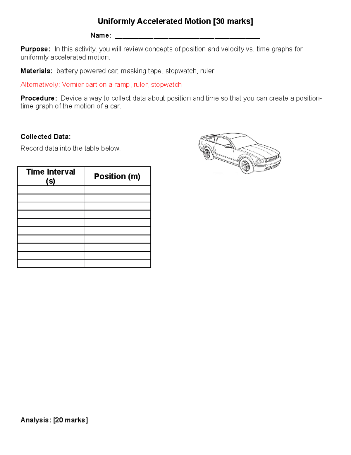 Uniformly Accelerated Motion Lab Report - Grade 11 (2021) - Studocu