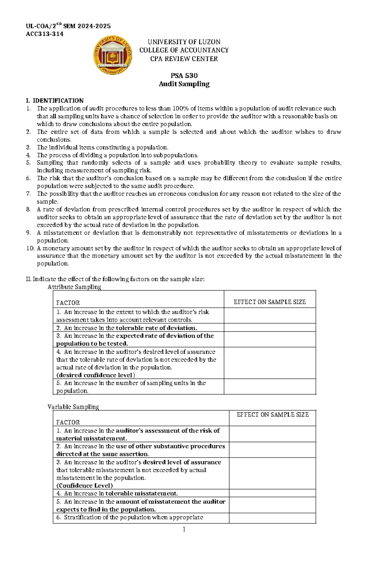 PSA-530 ACC313-314 - Comprehensive Guide to Audit Sampling Techniques ...