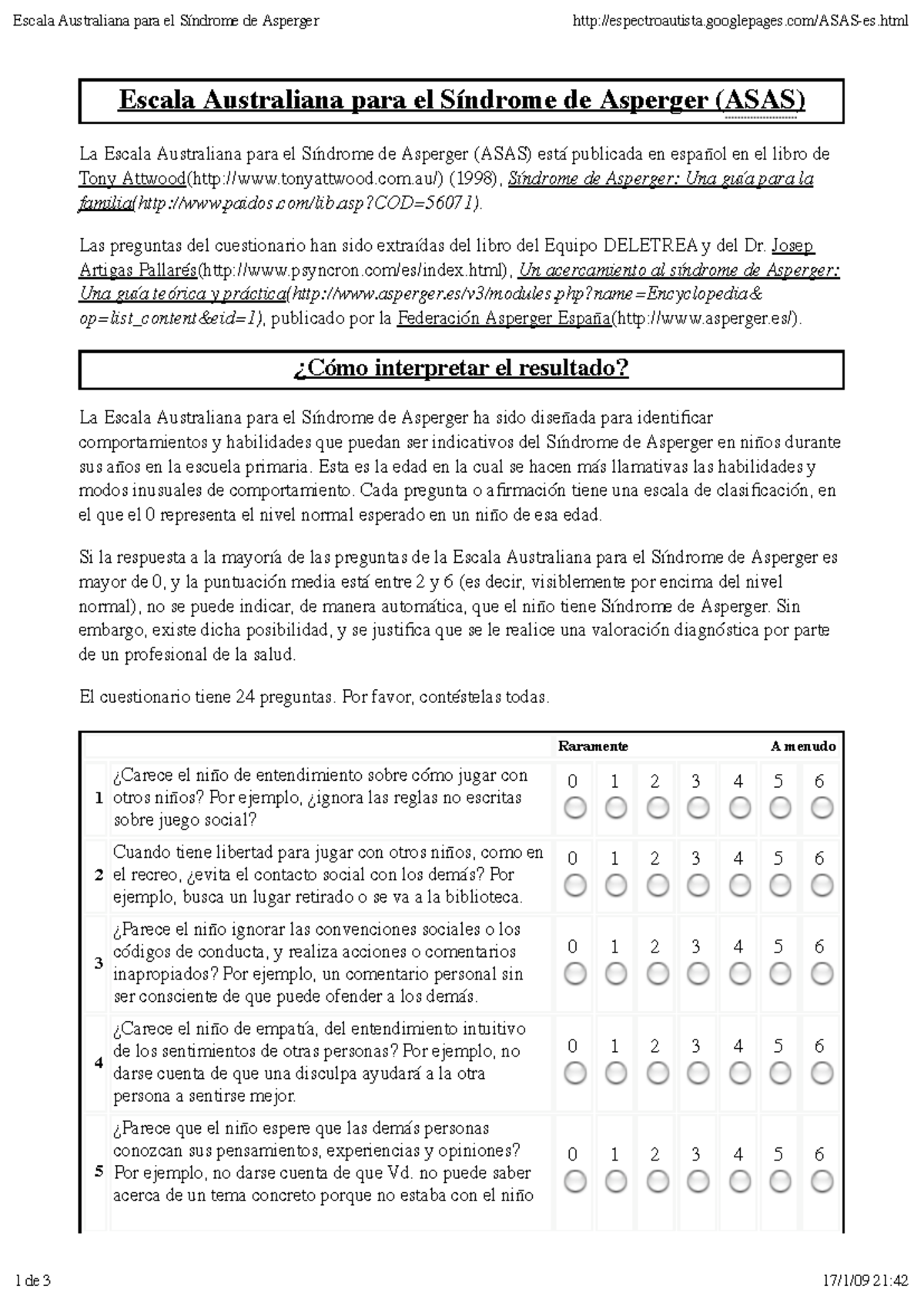 Escala Australiana para el Síndrome de Asperger (ASAS) - Guía y ...